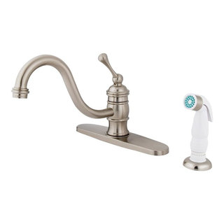 Vintage Single Handle 8" Kitchen Faucet with Non-Metallic Sprayer ...