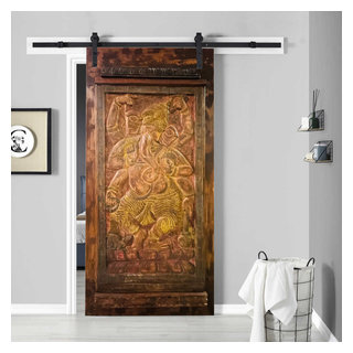 Antique Curved Barn Doors - Eclectic - Living Room - Miami - by Mogul ...