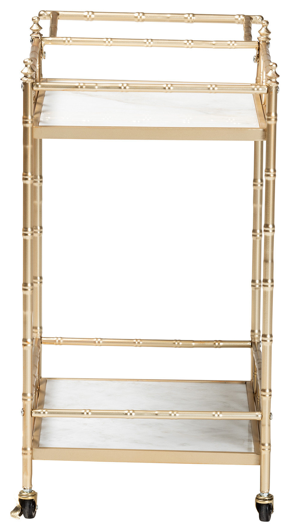 Mela Contemporary Glam and Luxe Gold Metal and White Marble 2-Tier Wine ...