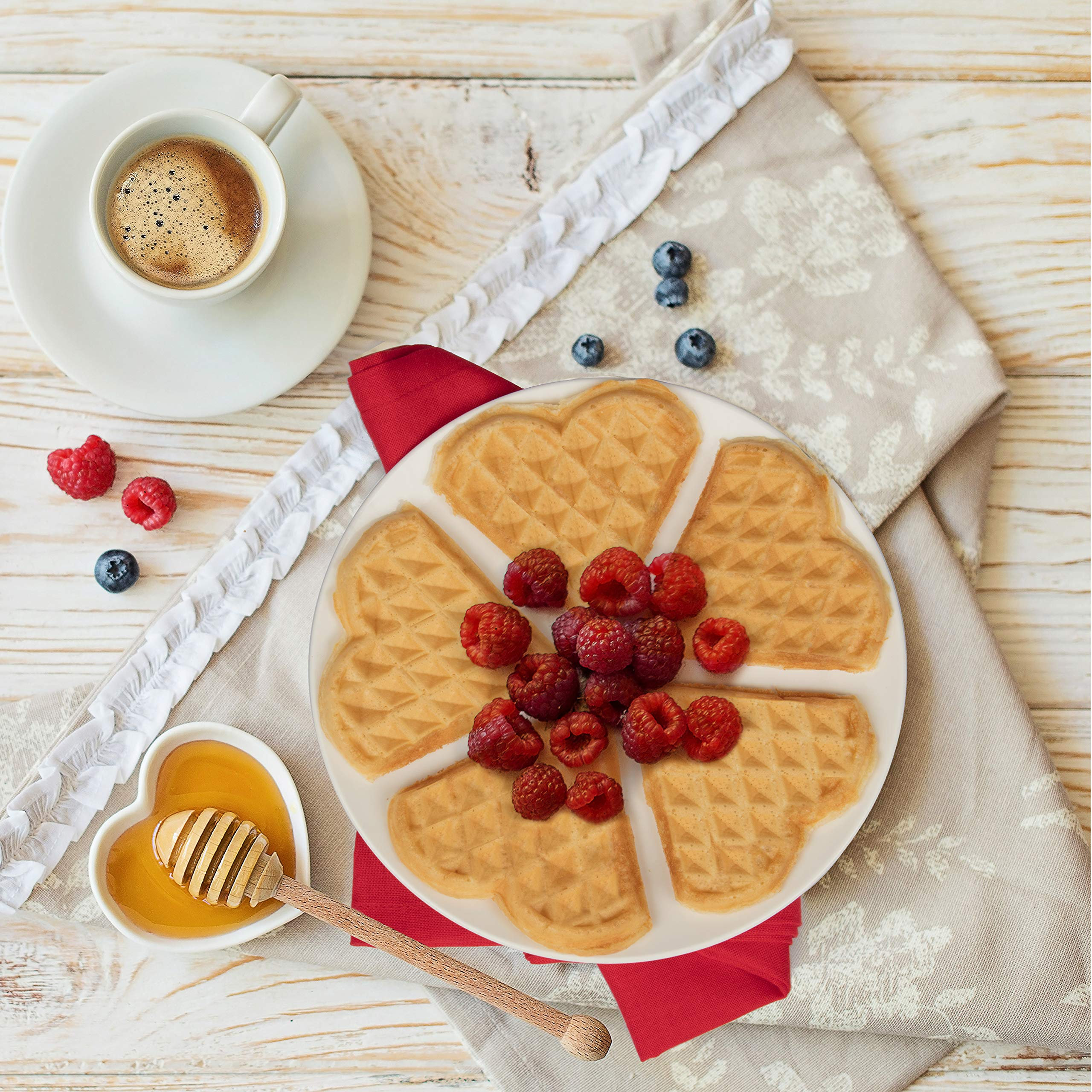 Heart Waffle Maker - Makes 5 Heart-Shaped Waffles for Christmas Holiday ...