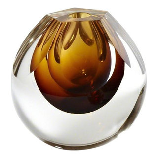 Pentagon Cut Glass Amber Vase - Contemporary - Vases - by Lighting ...
