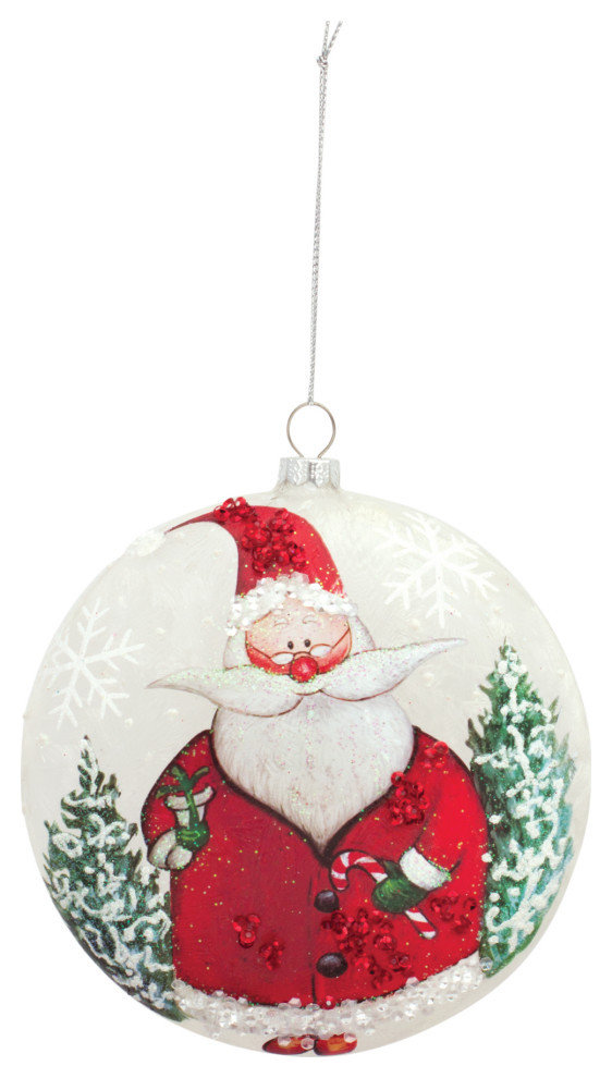 Santa Disc Ornament, 6-Piece Set - Traditional - Christmas Ornaments ...