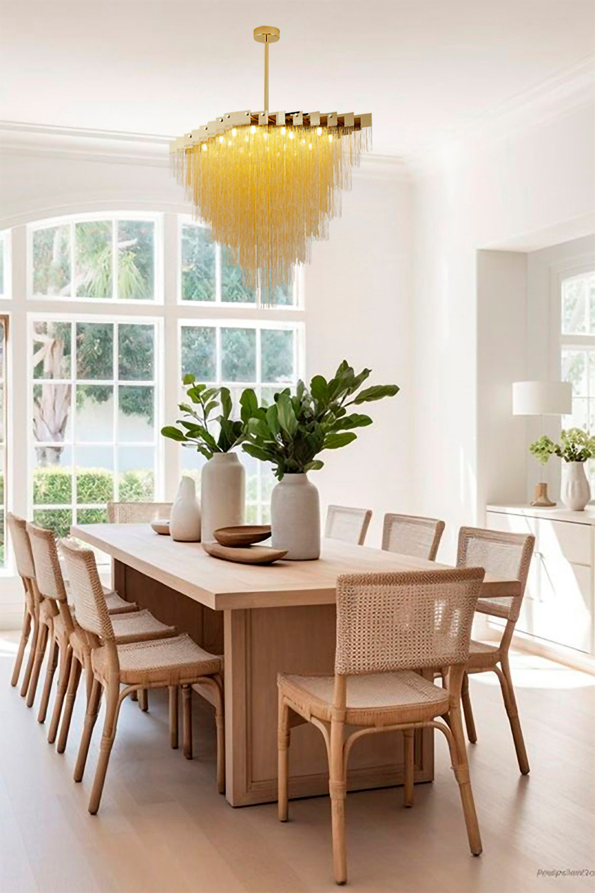 20-Light Gold Stainless Steel Chandelier With Hanging Aluminum Chains ...
