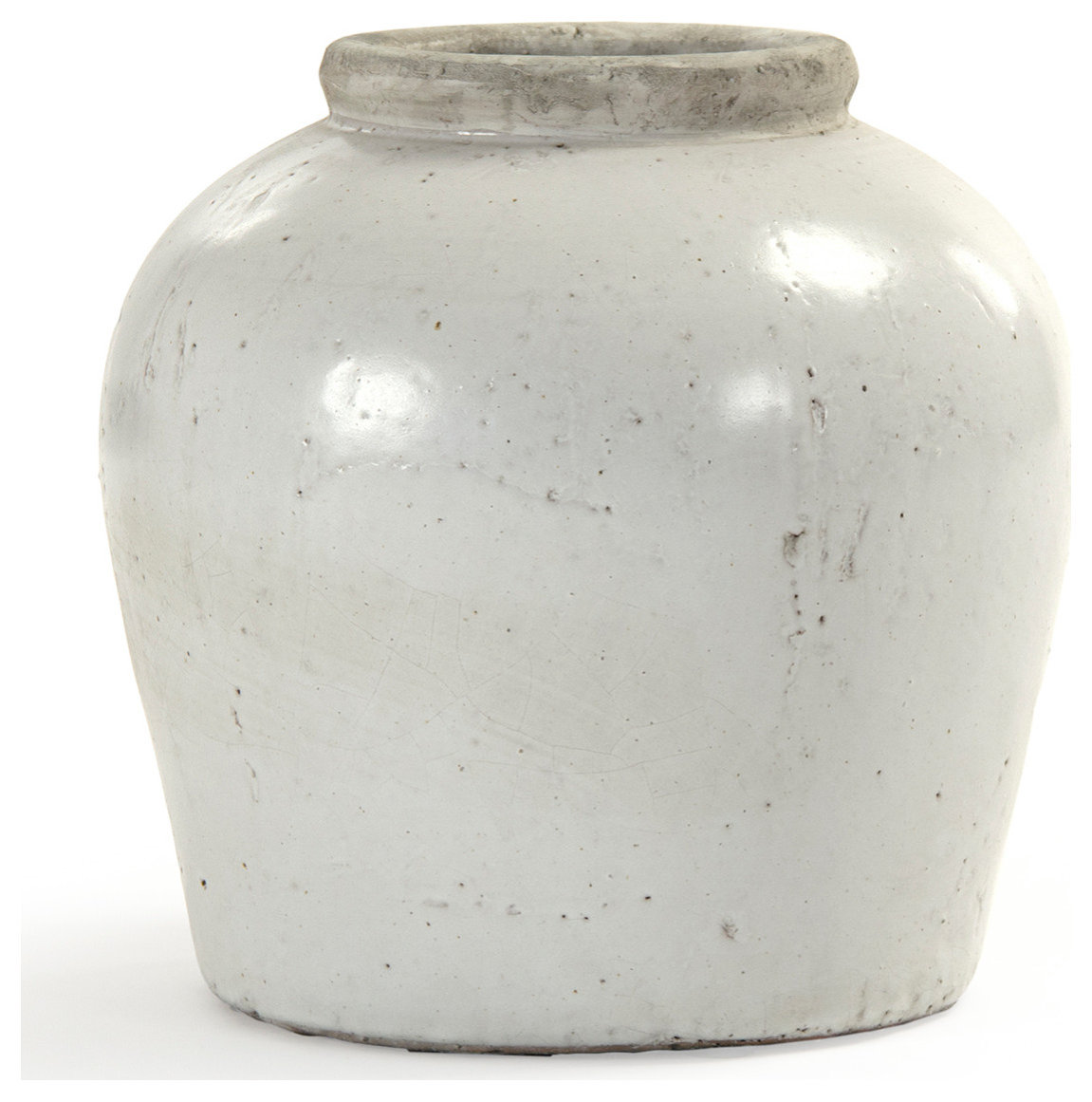 Distressed Terracotta Vase, Glazed, Off-white, Small - Farmhouse ...
