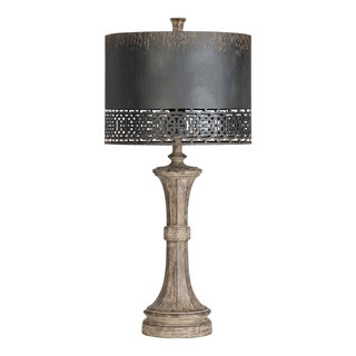 Manchester 33" Table Lamp With Metal Drum Shade, Brown - French Country ...