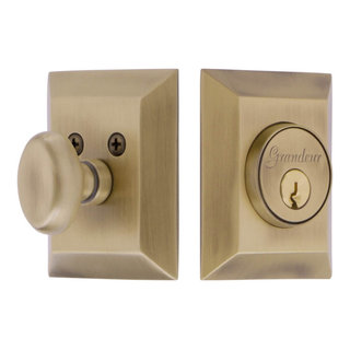 Grandeur Fifth Avenue Square Single Cylinder Deadbolt - Transitional ...