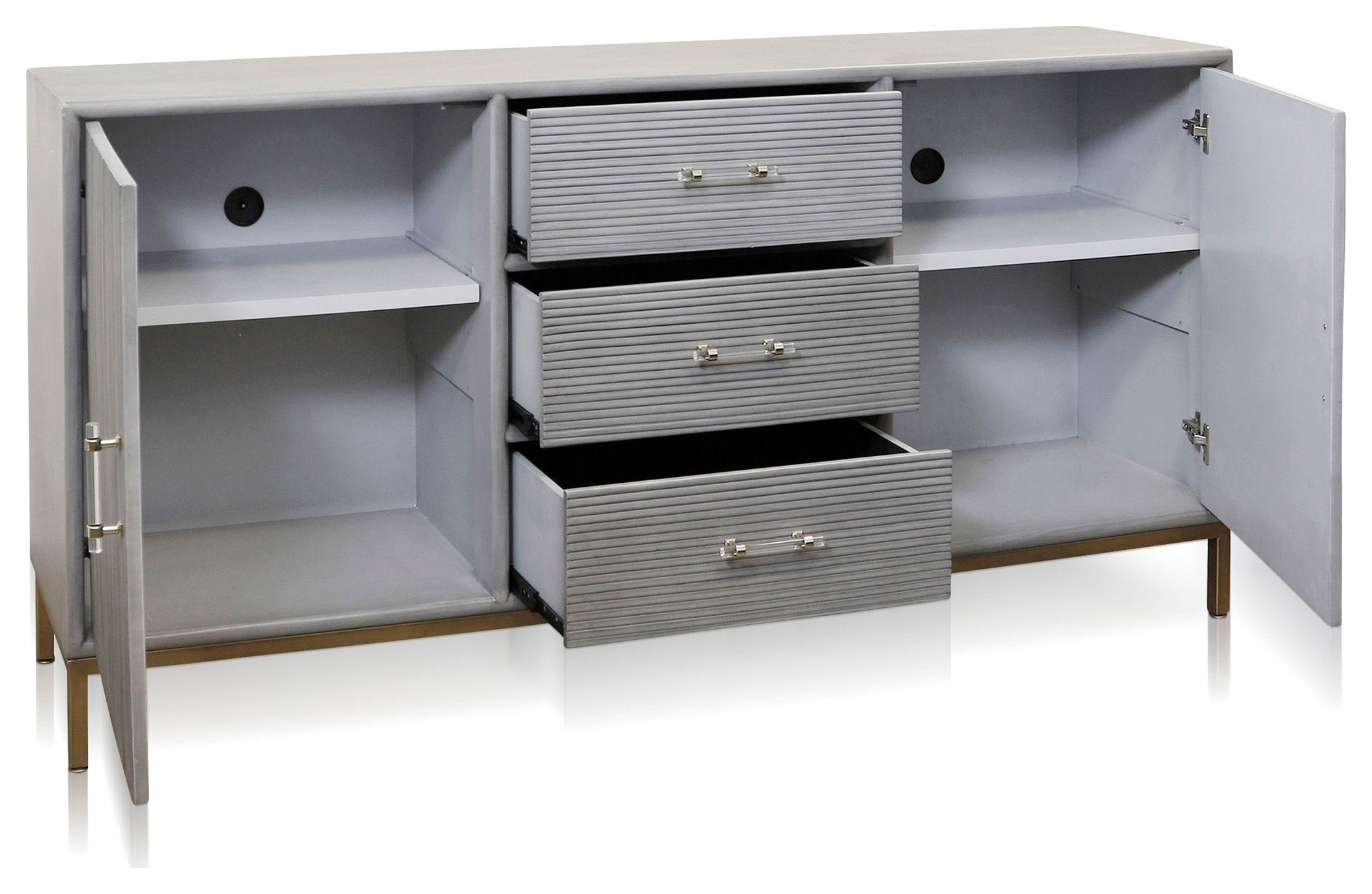 Milano Sideboard Fluted Front Panels Sheen Slate Gray Finish - Contemporary - Buffets And ...