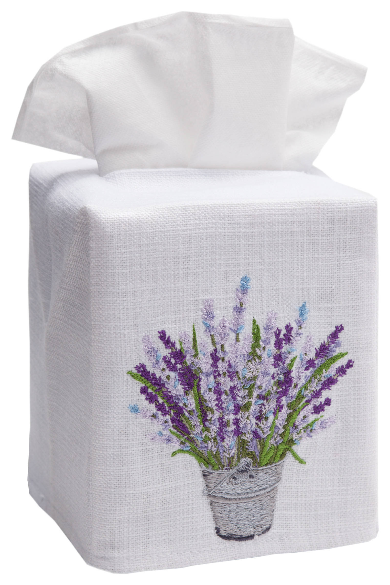 Linen Tissue Box Cover, Lavender Bucket - Contemporary - Tissue Box ...