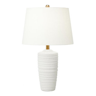 Waveland Table Lamp, 1-Light, LED, Porous White, White Linen Shade, 28 ...