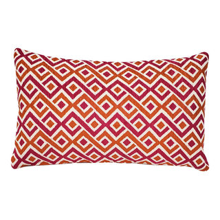 Follow Me Fiesta Pink and Orange Throw Pillow 12x19, with Polyfill ...