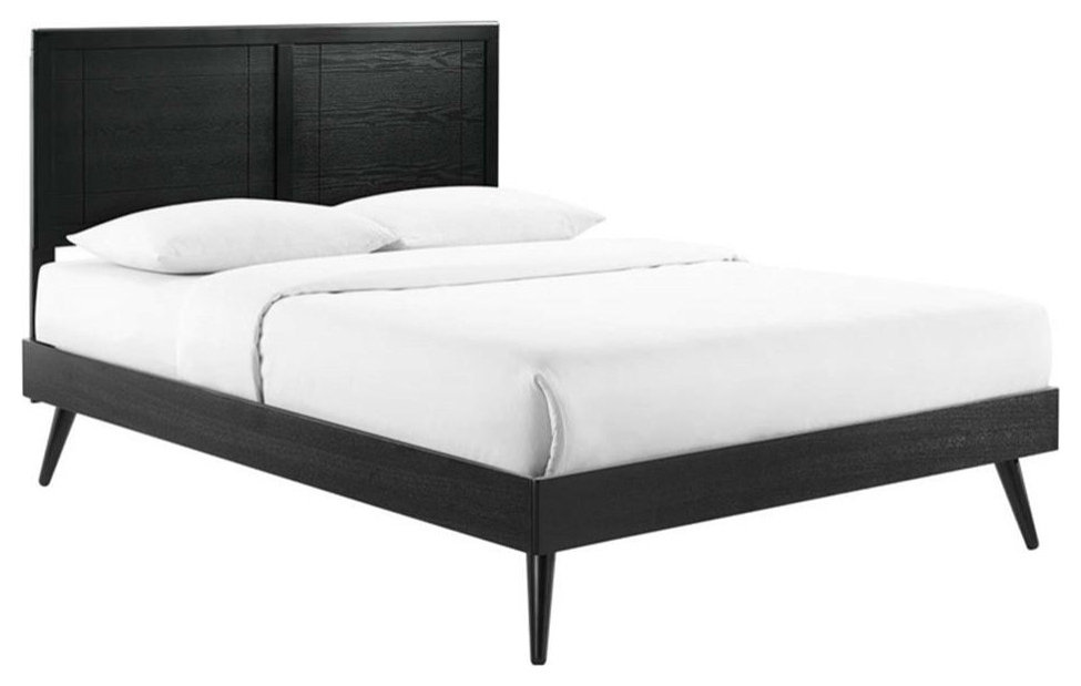 Modway Marlee King Wood Platform Bed with Splayed Legs in Black ...