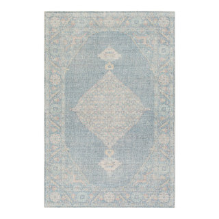 Surya Oregon ORG-2306 5'x7'6" Rug, Sky Blue/Navy/Peach/Bright Yellow ...