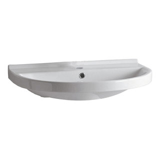 U-Shaped Basin with Faucet Drilling, Chrome Overflow and Rear Center ...
