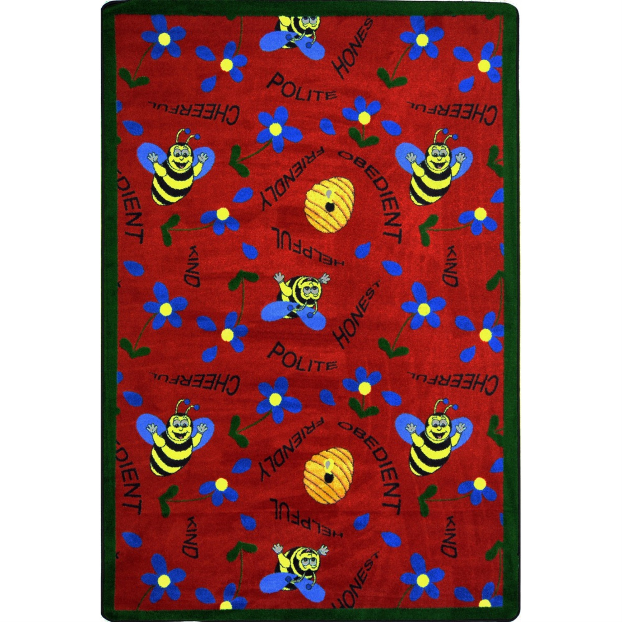 Bee Attitudes 5'4" x 7'8" area rug in color Red - Contemporary - Kids ...