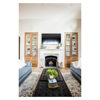 Rift White Oak Beaded inset - Transitional - Family Room - Kansas City ...