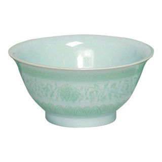 Engrave Ceramic White Designed Bowl - Asian - Decorative Bowls - by ...