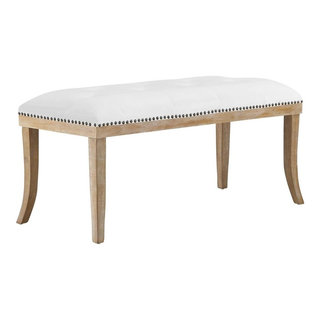 Modern Ivory Expression Velvet Bench, 17"Lx40"Wx18.5"H - Transitional ...