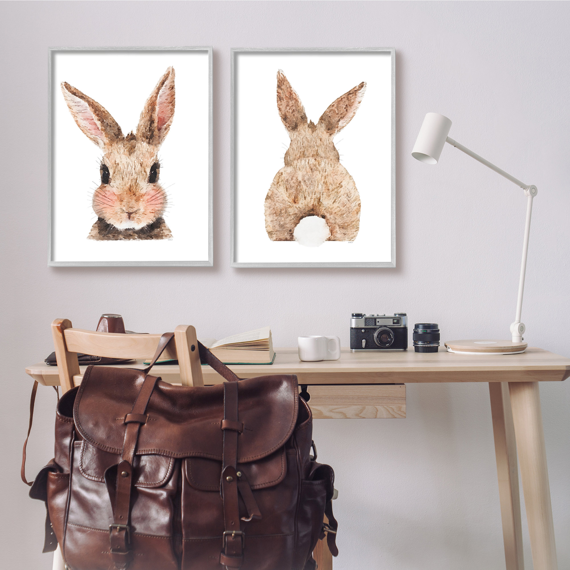 Cute Bunny with Cotton Tail Back Blushing Rabbit, 24" x 30" - Farmhouse ...