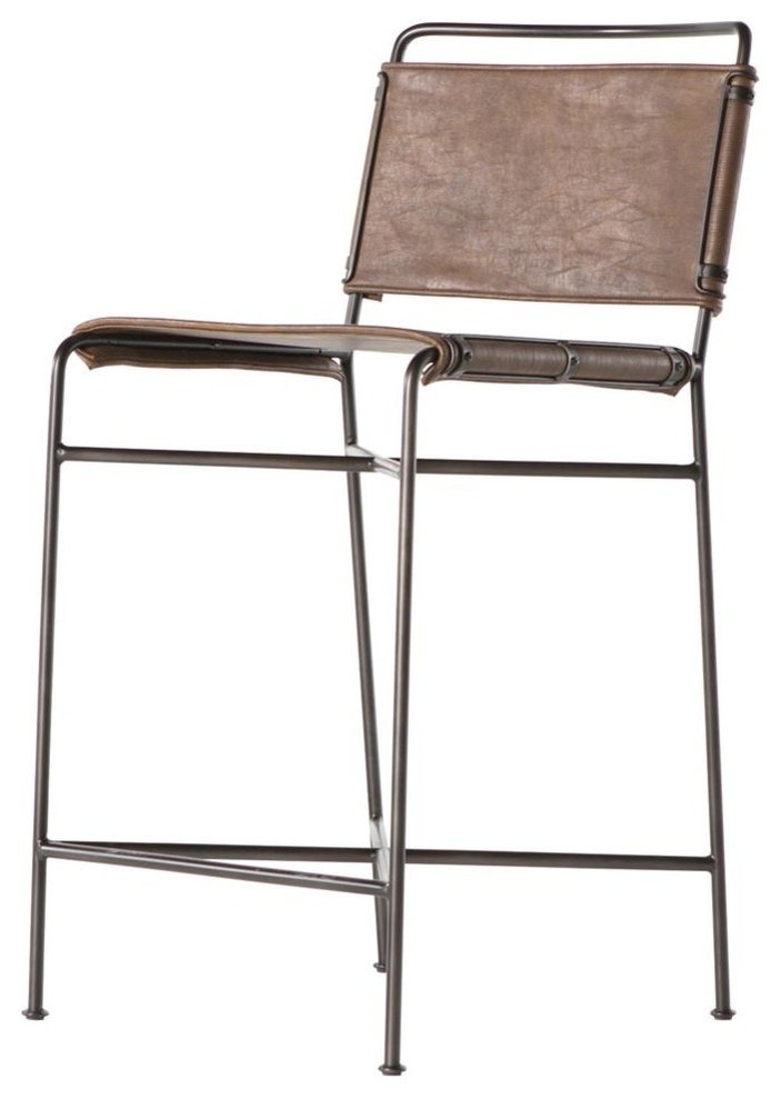 Wharton Bar + Counter Stool - Distressed Brown - Industrial - Bar ...