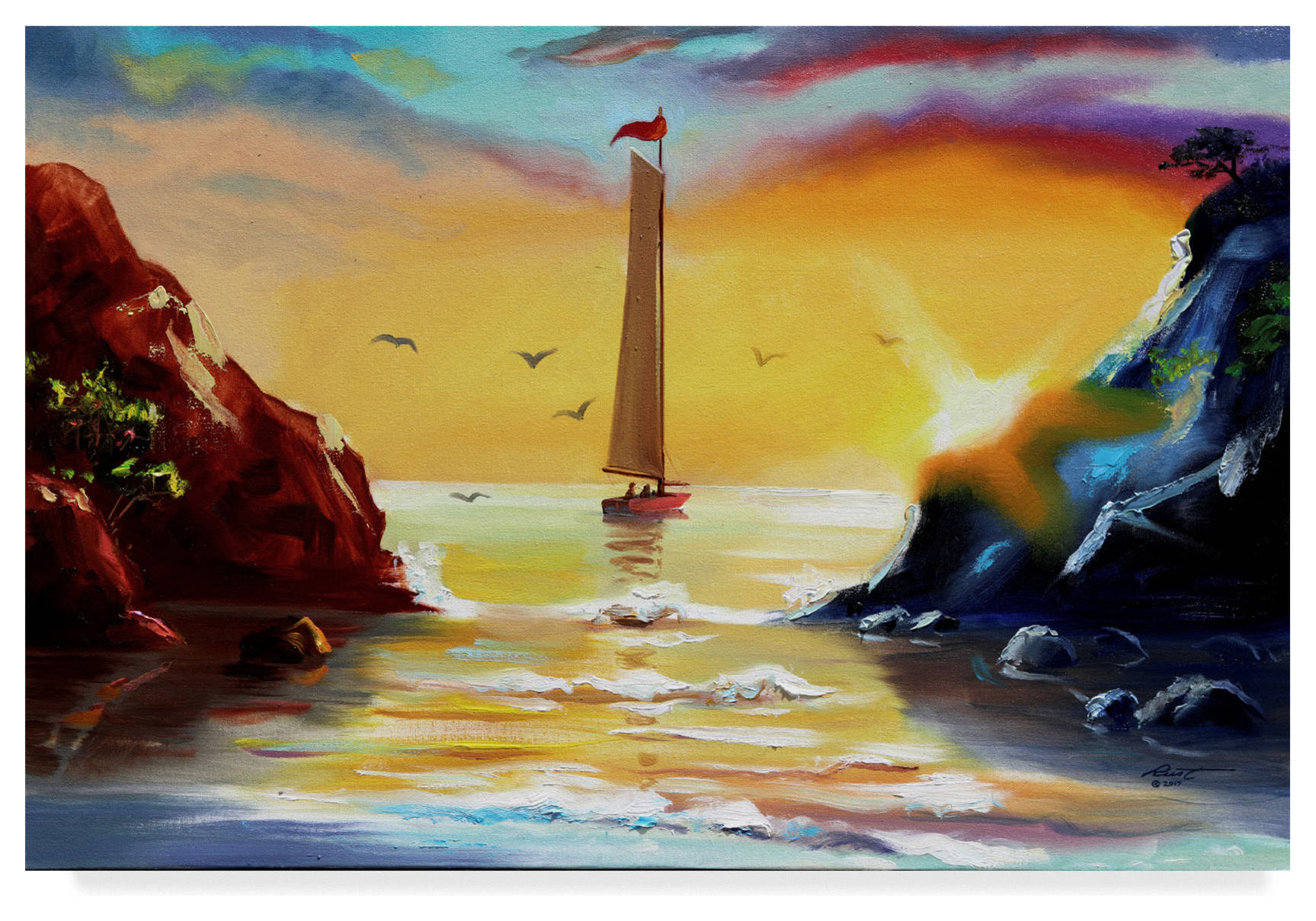 D Rusty Rust 'Sailing Away' Canvas Art, 47"x30" - Beach Style - Prints ...