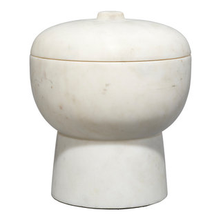 Bennett Marble Large Storage Bowl With Lid - Traditional - Decorative ...