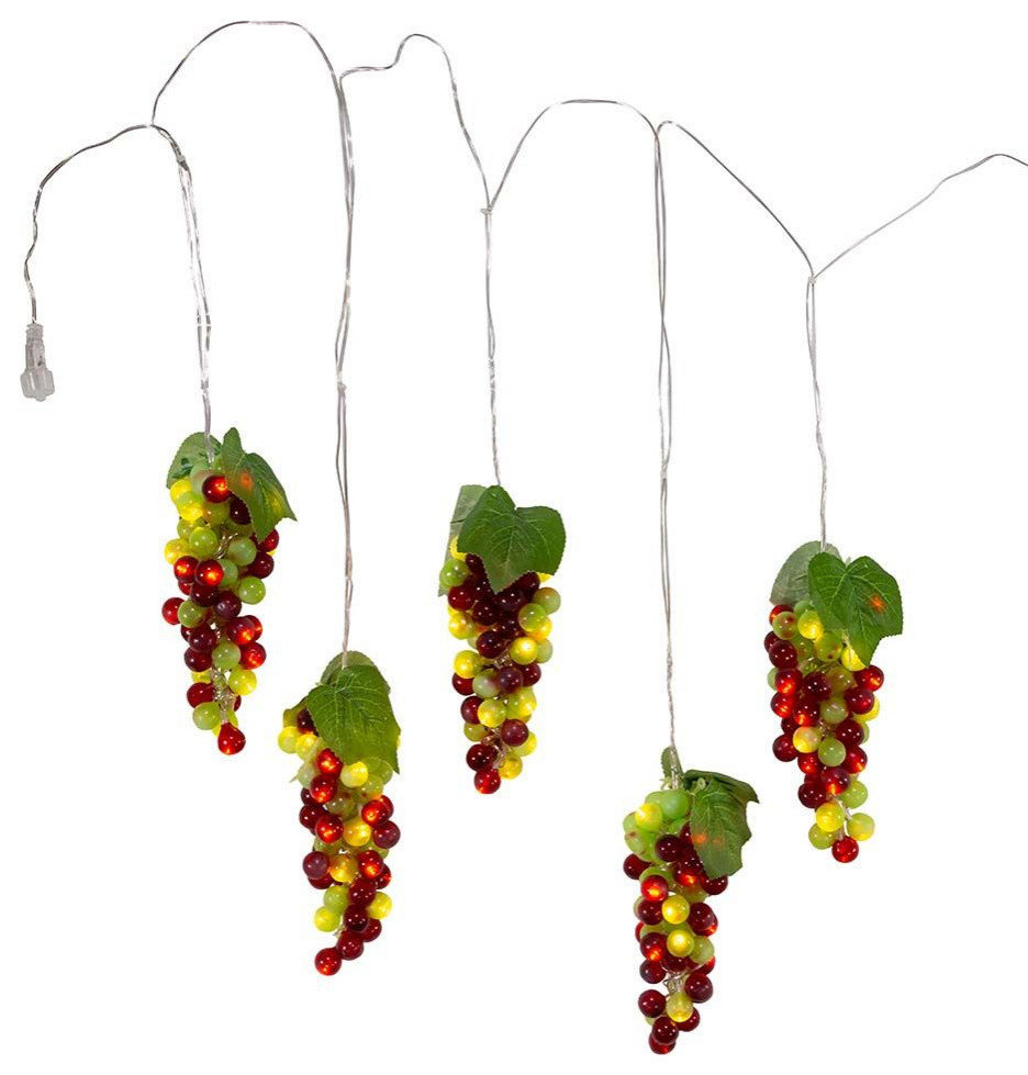 Kurt S. Adler 100-Light Green and Burgundy LED Grape Light Set 5 Grape ...