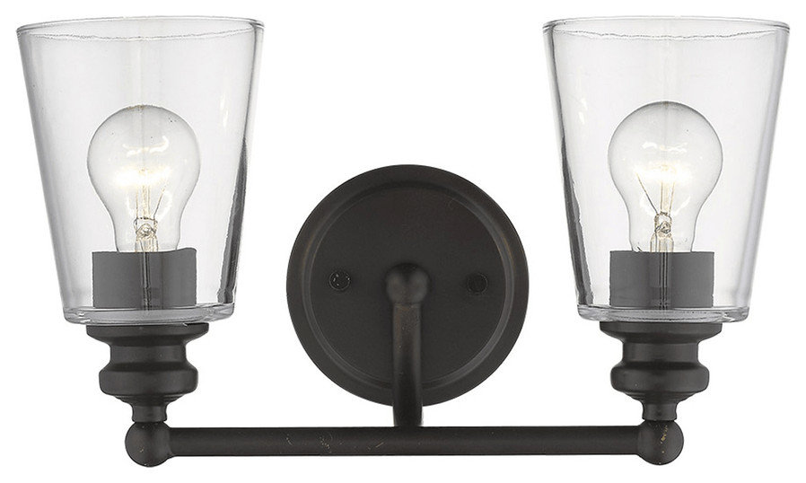 Two Light Antique Bronze Glass Shade Wall Sconce - Transitional - Wall ...