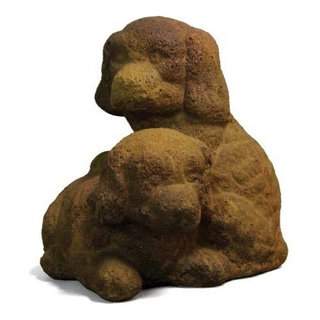 Two Puppies Garden Animal Statue - Rustic - Garden Statues And Yard Art ...