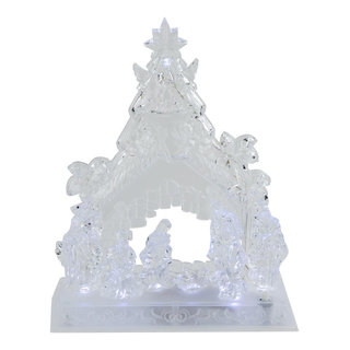 12" LED Lighted Nativity Scene, Stable Acrylic Christmas Decoration ...