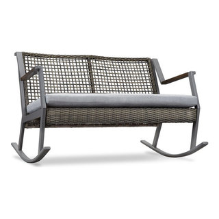 Real Flame Calvin Aluminum Patio Rocker Bench in Black - Tropical ...