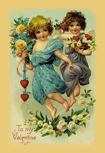 Two Angel Girls with Flowers, 20" x 30" - Traditional - Prints And ...