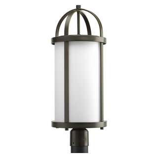 One-Light Post Lantern With Opal Etched Glass Cylindrical, Brushed ...