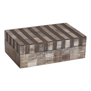 Tuscany Striped Natural Decorative Box, 10" Trinket Checkerboard ...