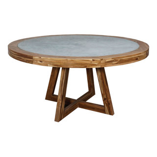 ELK Home 6118502 Orchard Dining Table, Teak and Concrete - Transitional ...