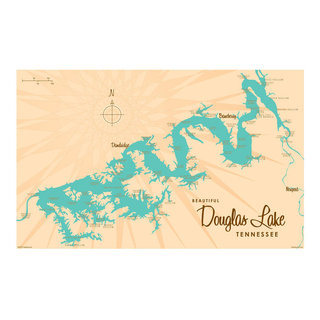 Lakebound Douglas Lake Tennessee Map Art Print, 30"x45" - Contemporary ...