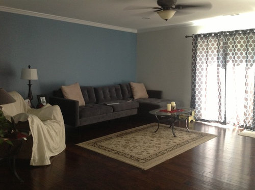 What color furniture should I use for this two tone blue room?
