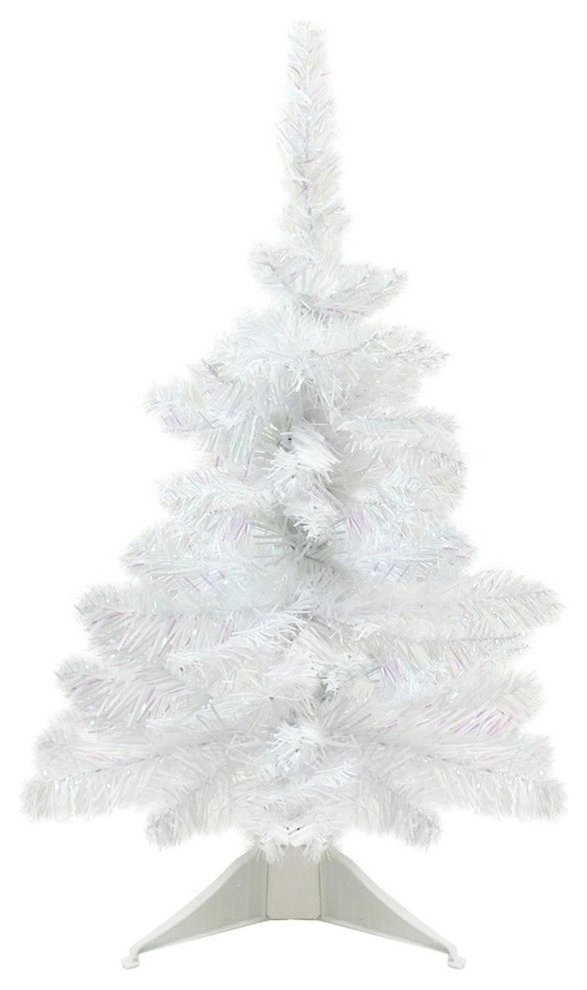 18"x13" White Glimmer Iridescent Spruce Artificial Christmas Tree ...