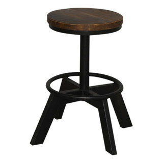 22" Brown And Black Iron Backless Bar Chair - Industrial - Bar Stools ...