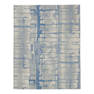 Nourison Symmetry SMM04 Blue/Grey Area Rug, Rectangular 7'9" x 9'9 ...