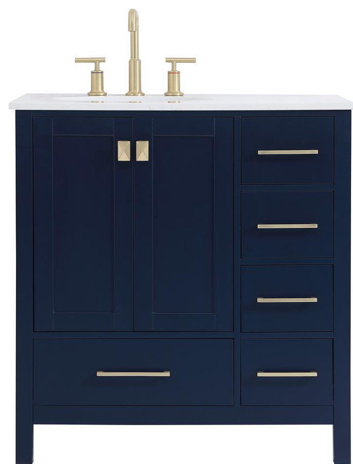 Elegant Blue Single Vanity, Irene Collection, Single - Transitional ...
