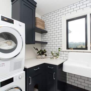 75 Laundry Room with an Utility Sink and Stone Slab Backsplash Ideas ...