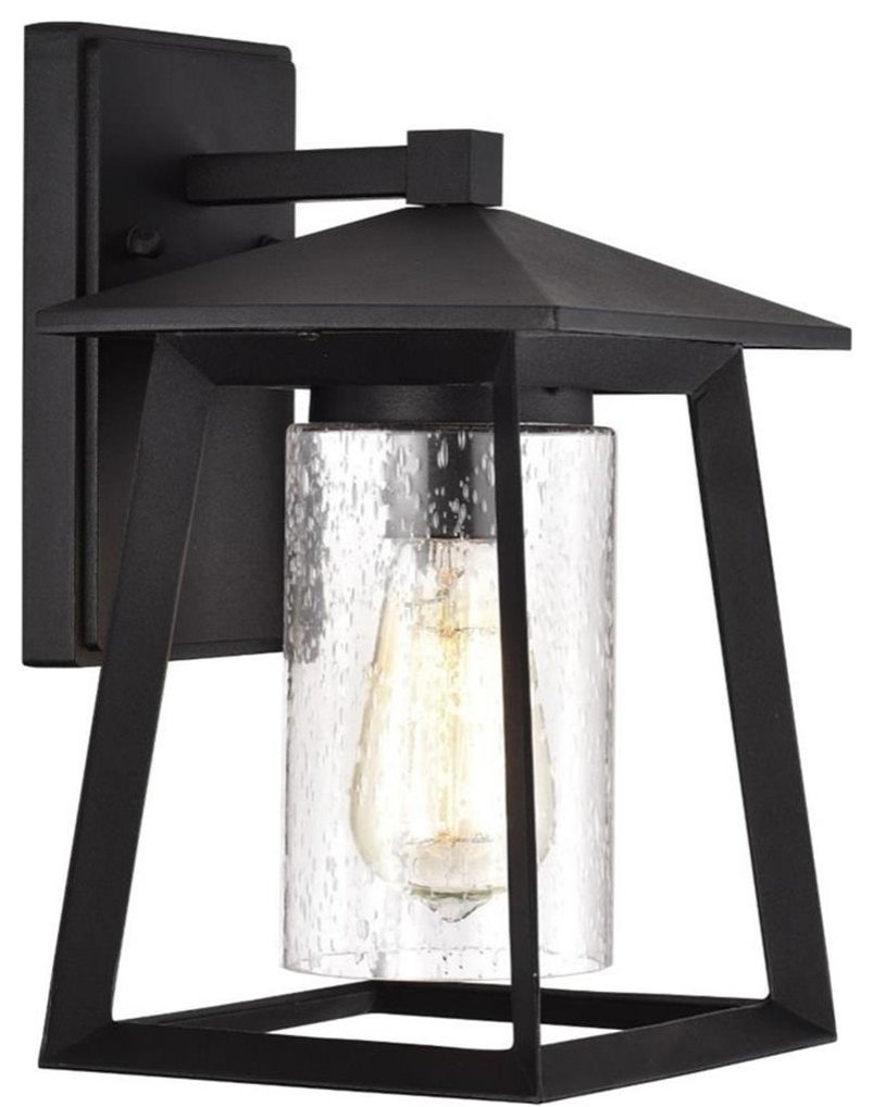 CHLOE Russell Transitional 1 Light Textured Black Outdoor Wall Sconce ...