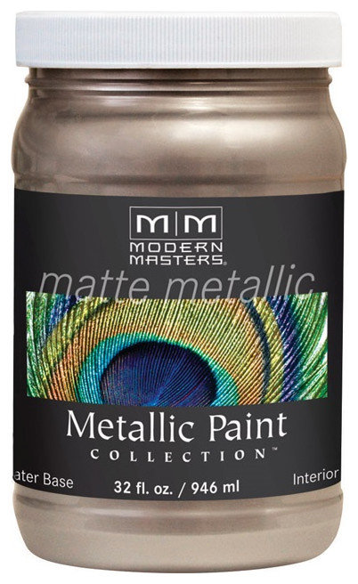 Modern Masters MM22132 Matte Metallic Paint, Warm Silver, 1 Quart, 1 ...