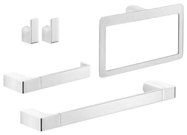 Simple 4 Piece Chrome Accessory Set - Modern - Towel Bars And Hooks ...