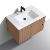 Fiore Wall Mount Modern Bathroom Vanity, Oakwood, 32" - Contemporary ...