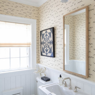 75 Beautiful Wainscoting Powder Room With A Pedestal Sink Pictures ...