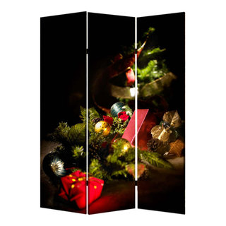 1" x 48" x 72" Multi Color Wood Canvas Christmas Screen - Contemporary ...