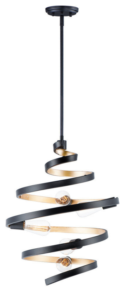 Twister 5-Light 18" Wide Black/Gold Pendant Light - Industrial ...