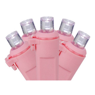 100ct Pure White LED Wide Angle Valentine's Day Lights 33' Pink Wire ...