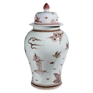 Handcrafted Porcelain Moka Temple Jar - Asian - Decorative Jars And ...